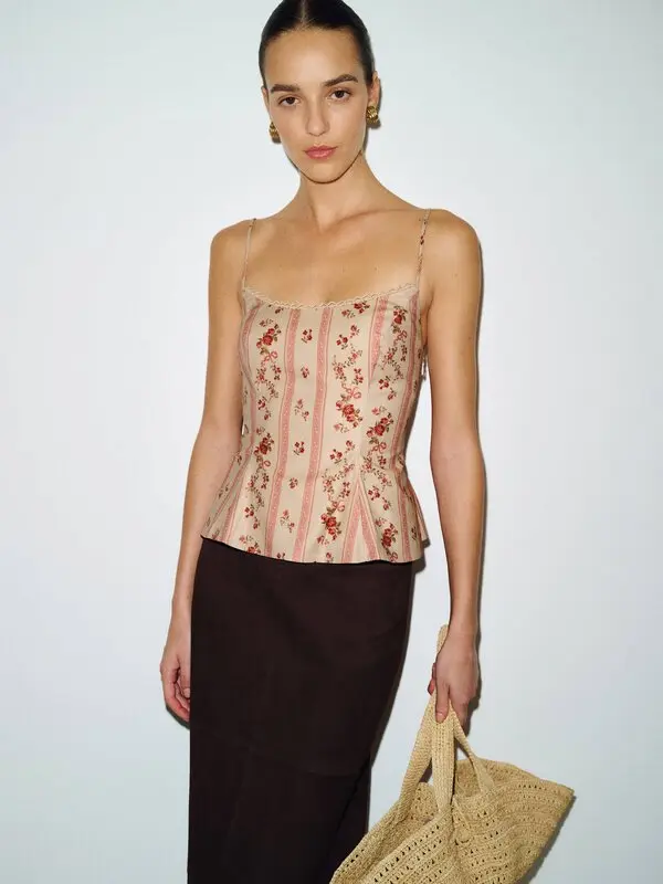 REFORMATION Genevieve Lace Top - Pink