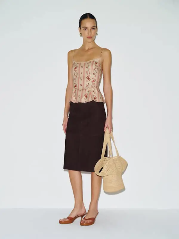 REFORMATION Genevieve Lace Top - Pink