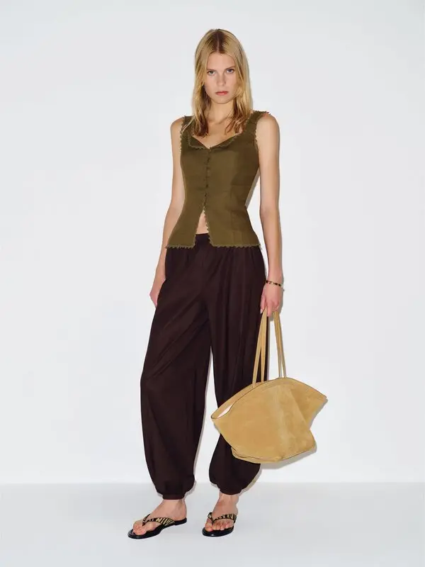 REFORMATION Viola Linen Top - Green
