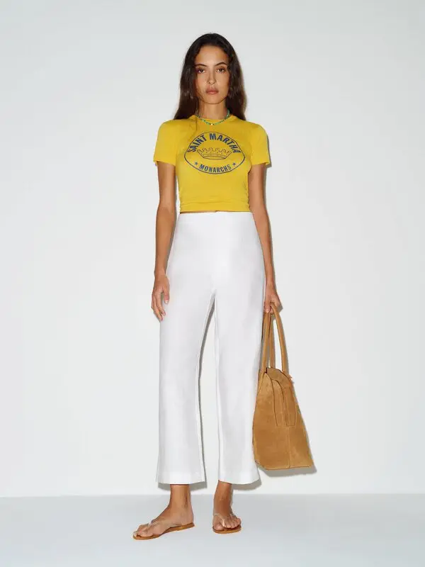 REFORMATION Joni Linen Cropped Pant - Ivory