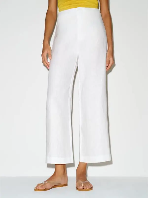 REFORMATION Joni Linen Cropped Pant - Ivory