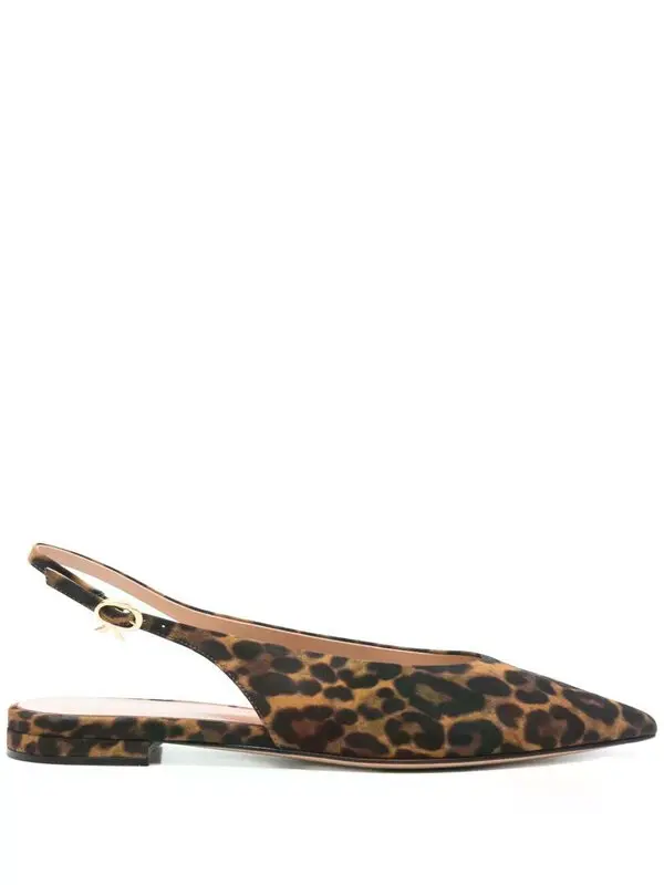 GIANVITO ROSSI Robbie Leopard Print Ballet Flats - Brown