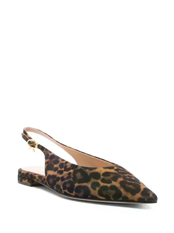 GIANVITO ROSSI Robbie Leopard Print Ballet Flats - Brown