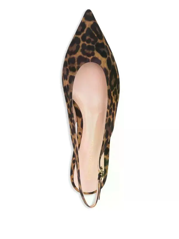 GIANVITO ROSSI Robbie Leopard Print Ballet Flats - Brown