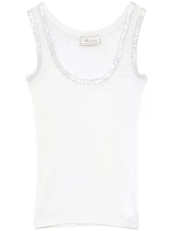 Blumarine Ribbed-knit Tank Top - White