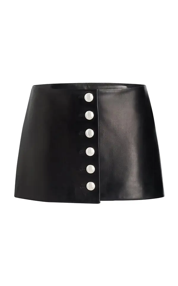 Khaite Jaxon Button-front Leather Mini Skirt