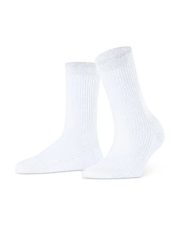 Falke Shiny Ribbed Socks - White