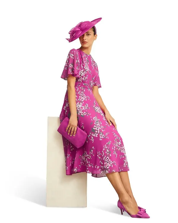 hobbs pink silk dress Silk mid-length dress