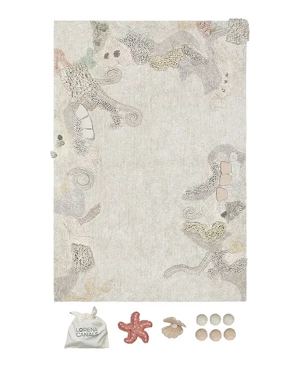 LORENA CANALS Sea Wonders Washable Play Seabed Area Rug, 4'7 X 6'7 - Natural