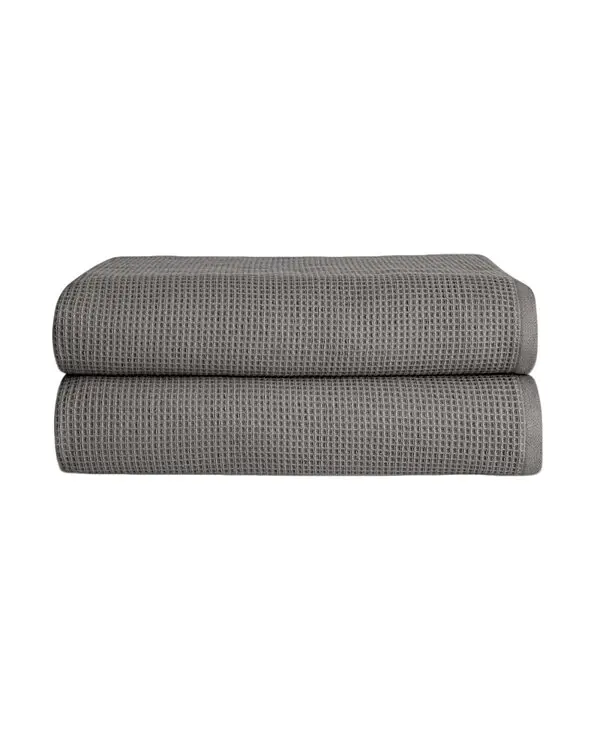 Cozy Earth Waffle Bath Sheets, Set Of 2 - Charcoal