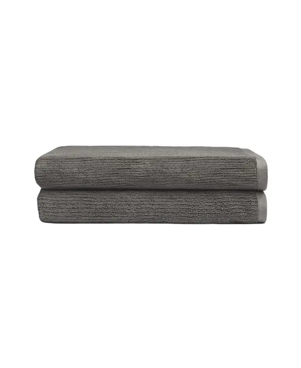 Cozy Earth Ribbed Terry Bath Sheets, Set Of 2 - Charcoal