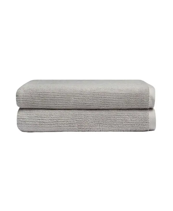 Cozy Earth Ribbed Terry Bath Sheets, Set Of 2 - Light Grey