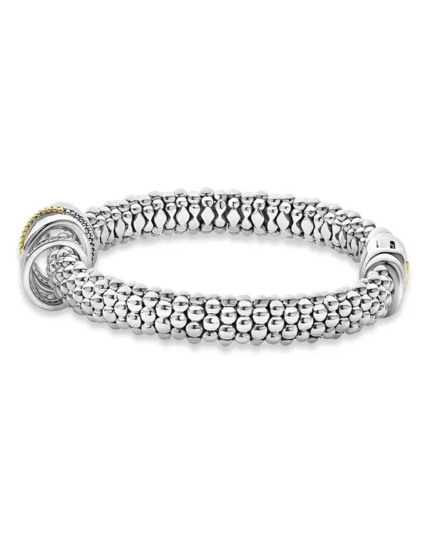 Lagos Two-tone Caviar Lux Five-ring Bracelet With Diamonds
