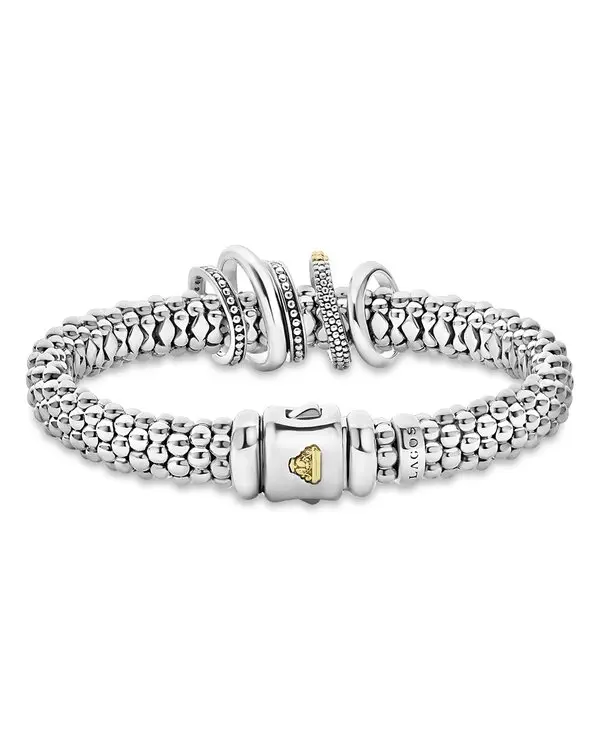 Lagos Two-tone Caviar Lux Five-ring Bracelet With Diamonds