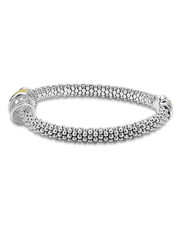 Lagos Two-tone Caviar Lux Five-ring Bracelet With Diamonds