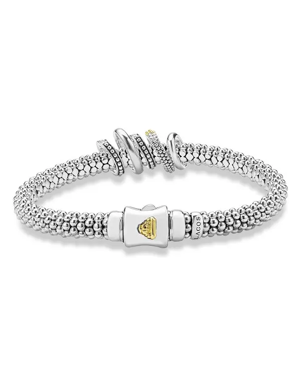 Lagos Two-tone Caviar Lux Five-ring Bracelet With Diamonds