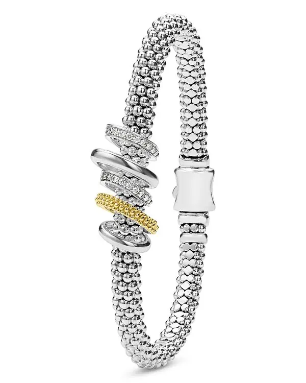 Lagos Two-tone Caviar Lux Five-ring Bracelet With Diamonds