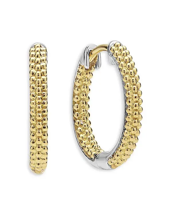 Lagos 18k Yellow Gold And Sterling Hoop Earrings - Silver