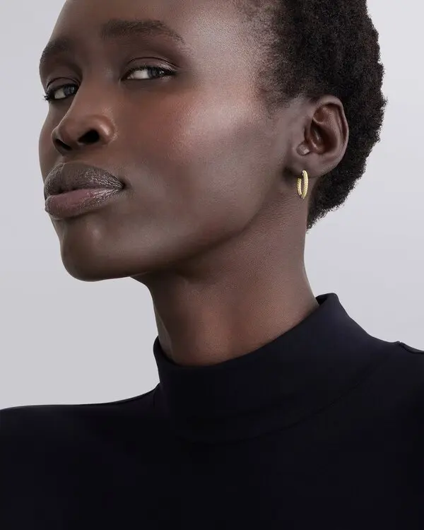 Lagos 18k Yellow Gold And Sterling Hoop Earrings - Silver