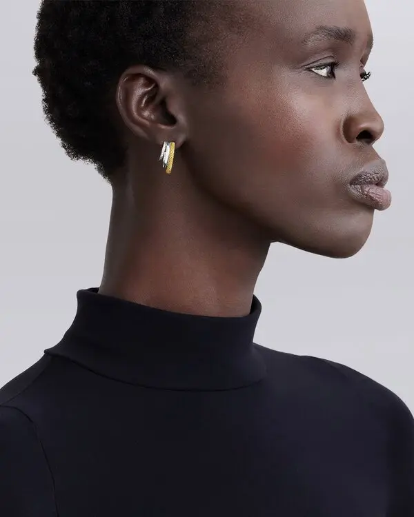 Lagos Caviar Lux Diamond Hoop Earrings
