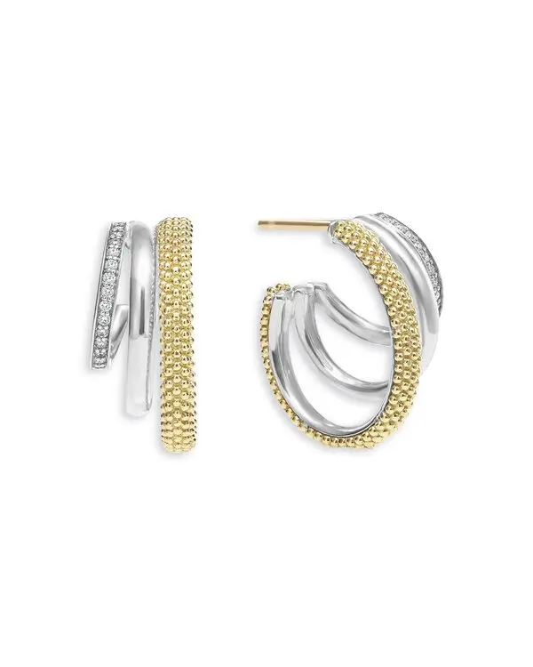 Lagos Caviar Lux Diamond Hoop Earrings