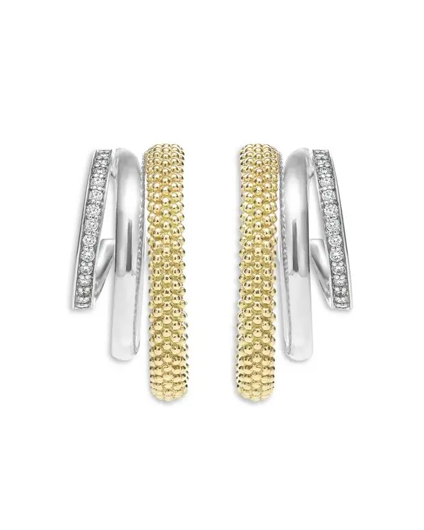 Lagos Caviar Lux Diamond Hoop Earrings