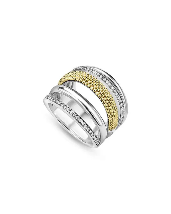 Lagos Caviar Lux Diamond Ring - Silver