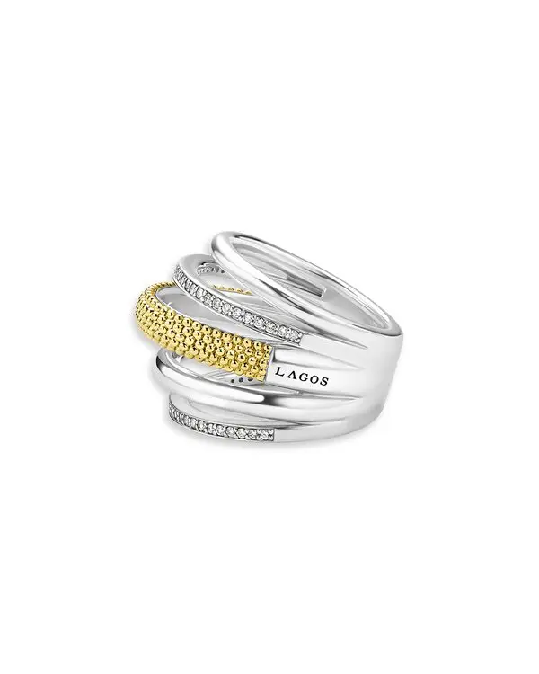 Lagos Caviar Lux Diamond Ring - Silver
