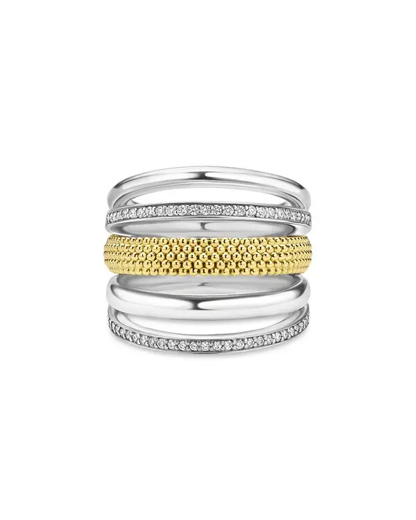 Lagos Caviar Lux Diamond Ring - Silver
