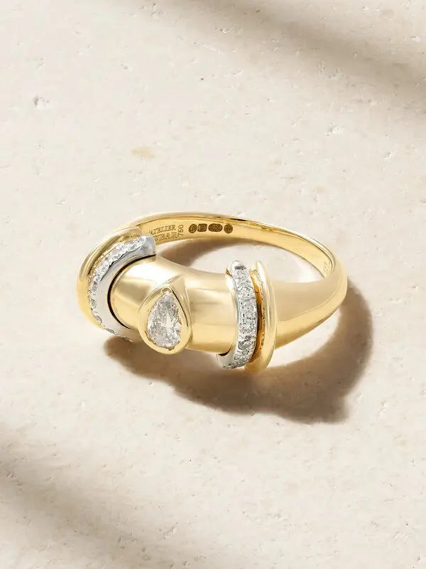 L'ATELIER NAWBAR Warrior Drop 18-karat Diamond Ring - Gold