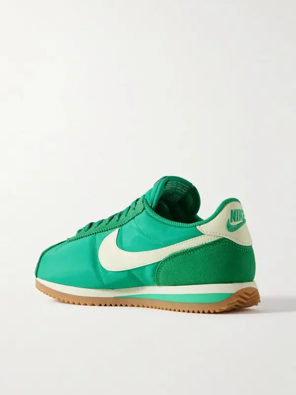 Nike Cortez Leather And Suede-trimmed Shell Sneakers - Green