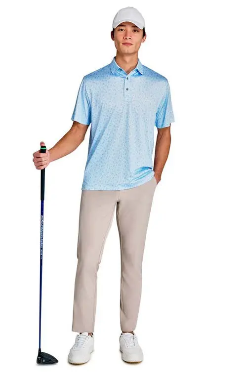 CON.STRUCT Regular Fit Scattered Golf Ball & Cactus Recycled Performance Golf Polo - Lt Blue