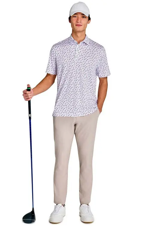 CON.STRUCT Regular Fit Koi Fish Recycled Performance Golf Polo - White