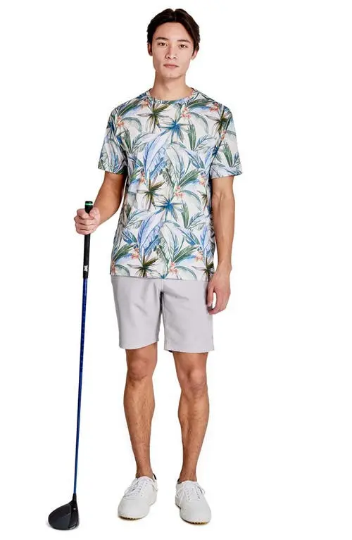 CON.STRUCT Regular Fit Tropical Chambray Recycled Performance Golf T-shirt - Cream