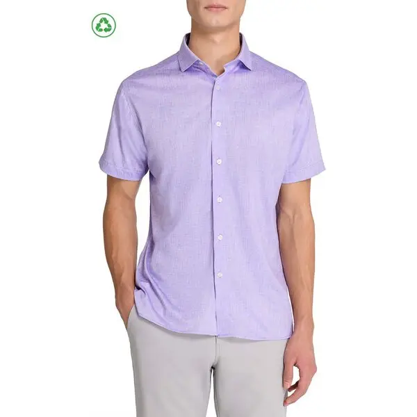 CON.STRUCT Regular Fit Chambray Recycled Performance Golf Button-down Shirt - Lilac
