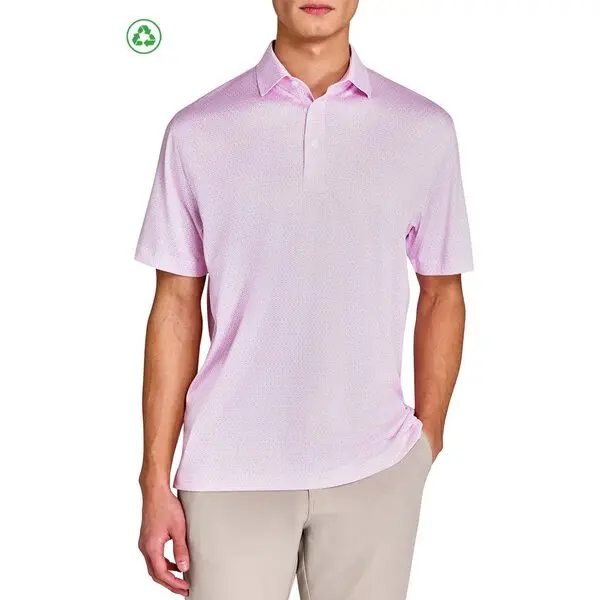 CON.STRUCT Regular Fit Flower Chain Recycled Performance Golf Polo - Blue/pink