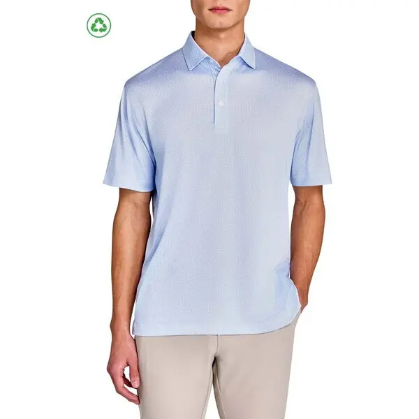 CON.STRUCT Regular Fit Flower Chain Recycled Performance Golf Polo - White/blue