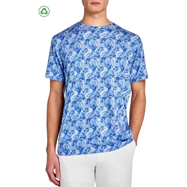 CON.STRUCT Regular Fit Fish Headphones Recycled Performance Golf T-shirt - Navy