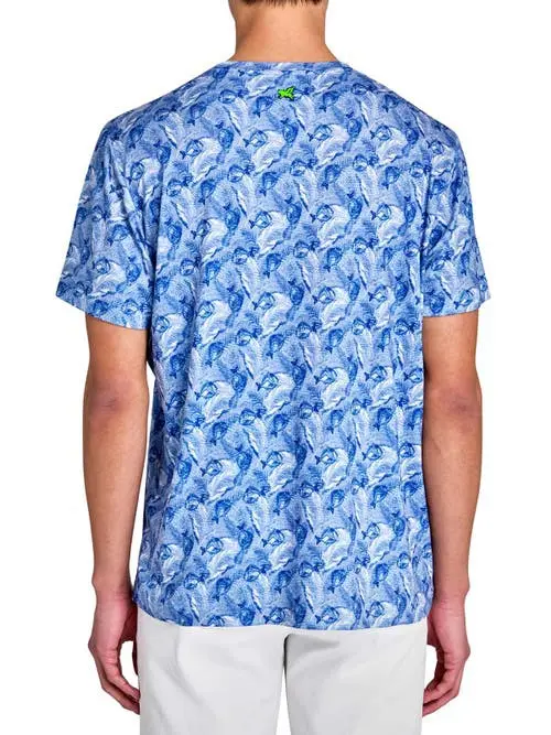CON.STRUCT Regular Fit Fish Headphones Recycled Performance Golf T-shirt - Navy