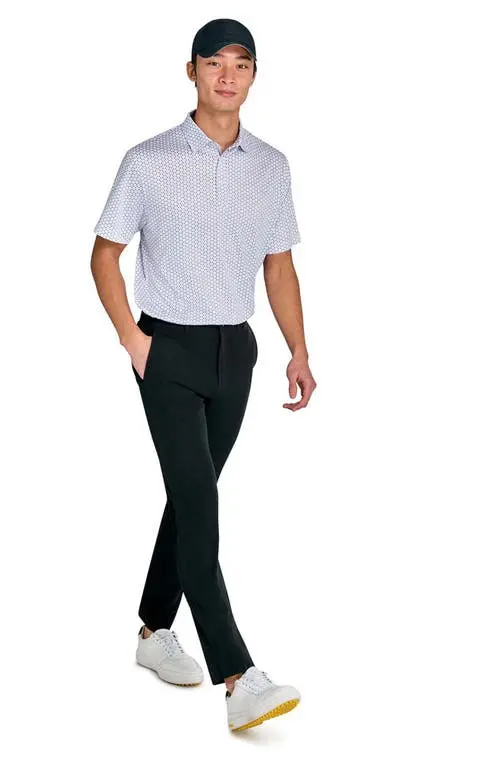 CON.STRUCT Regular Fit Micro Floral Dot Recycled Performance Golf Polo - White/blue