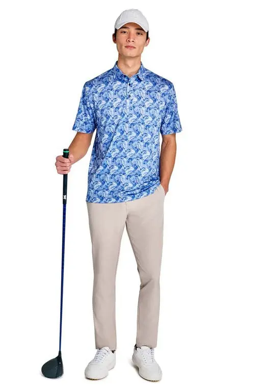 CON.STRUCT Regular Fit Fish Headphones Recycled Performance Golf Polo - Navy