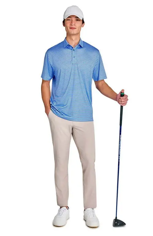 CON.STRUCT Regular Fit Stripes Recycled Performance Golf Polo - Lt Blue