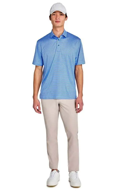 CON.STRUCT Regular Fit Stripes Recycled Performance Golf Polo - Lt Blue