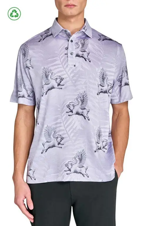 CON.STRUCT Regular Fit Flying Pigs Recycled Performance Golf Polo - Grey