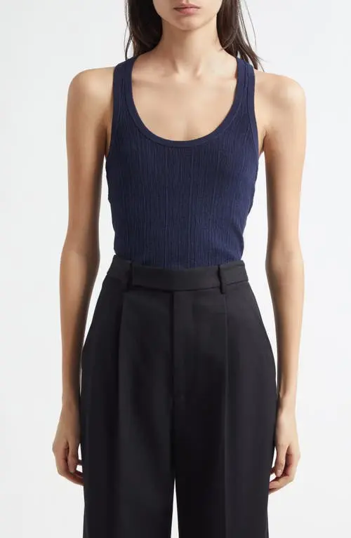 A.L.C. Iris Racerback Cotton-blend Tank - Navy
