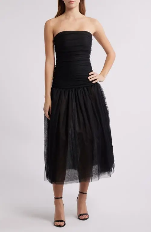 RARE LONDON Strapless Tulle Cocktail Dress