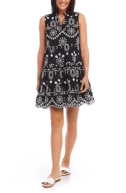 Karen Kane Eyelet Embroidered Tiered Cotton Dress - Bow
