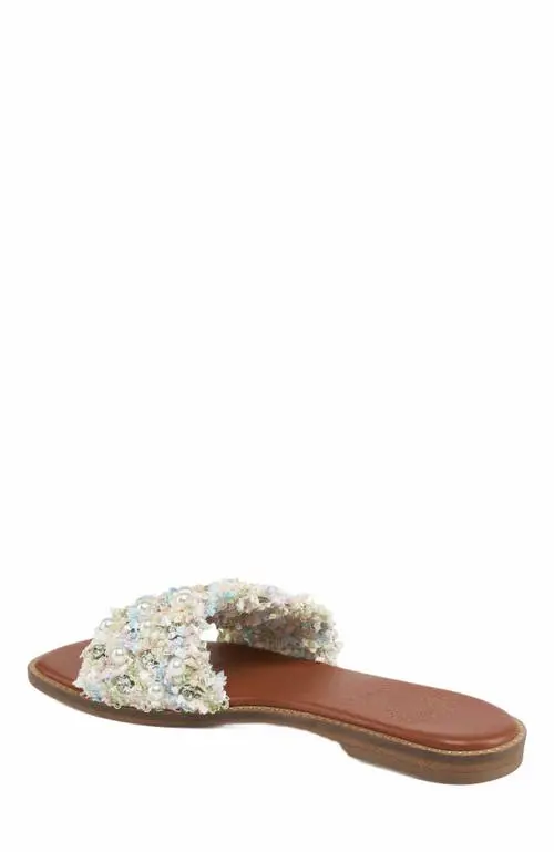 GRACE FOOTWEAR Matera Beaded Pearl Slide Sandal - White