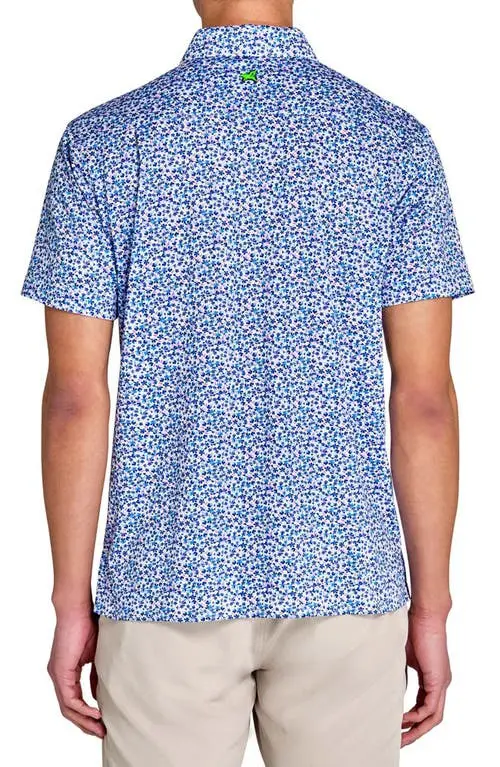 CON.STRUCT Regular Fit Clustered Floral Recycled Performance Golf Button-down Shirt - White/blue