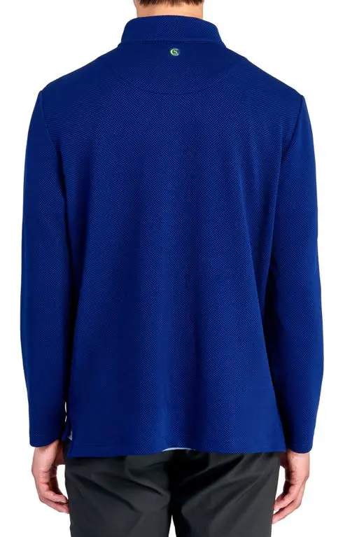 CON.STRUCT Regular Fit Solid Waffle Knit Recycled Performance Quarter Zip - Navy